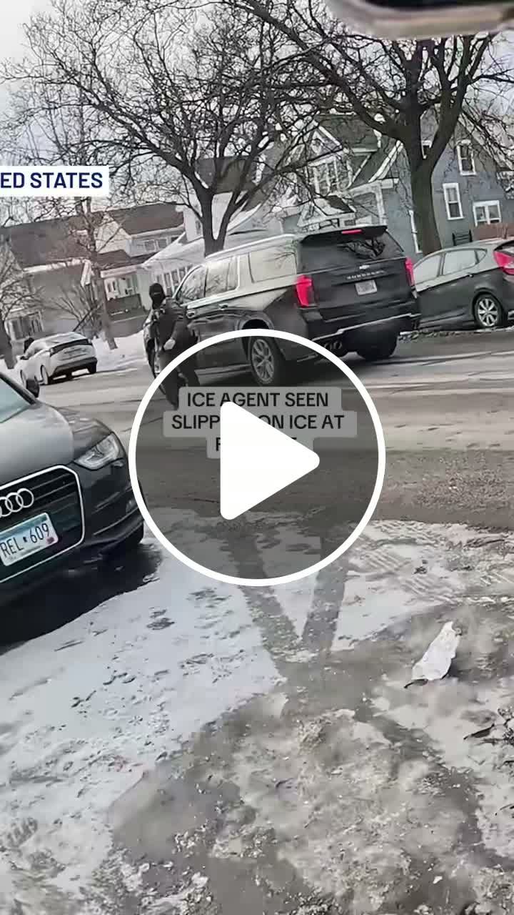 ICE agent seen slipping on ice at protest #toofunnytoscroll - NewsBreak