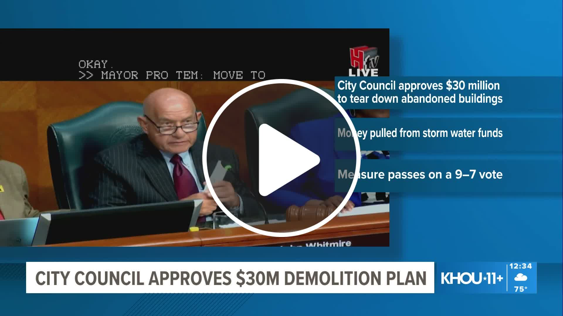 Houston City Council votes to approve $30M of stormwater funds to tear ...