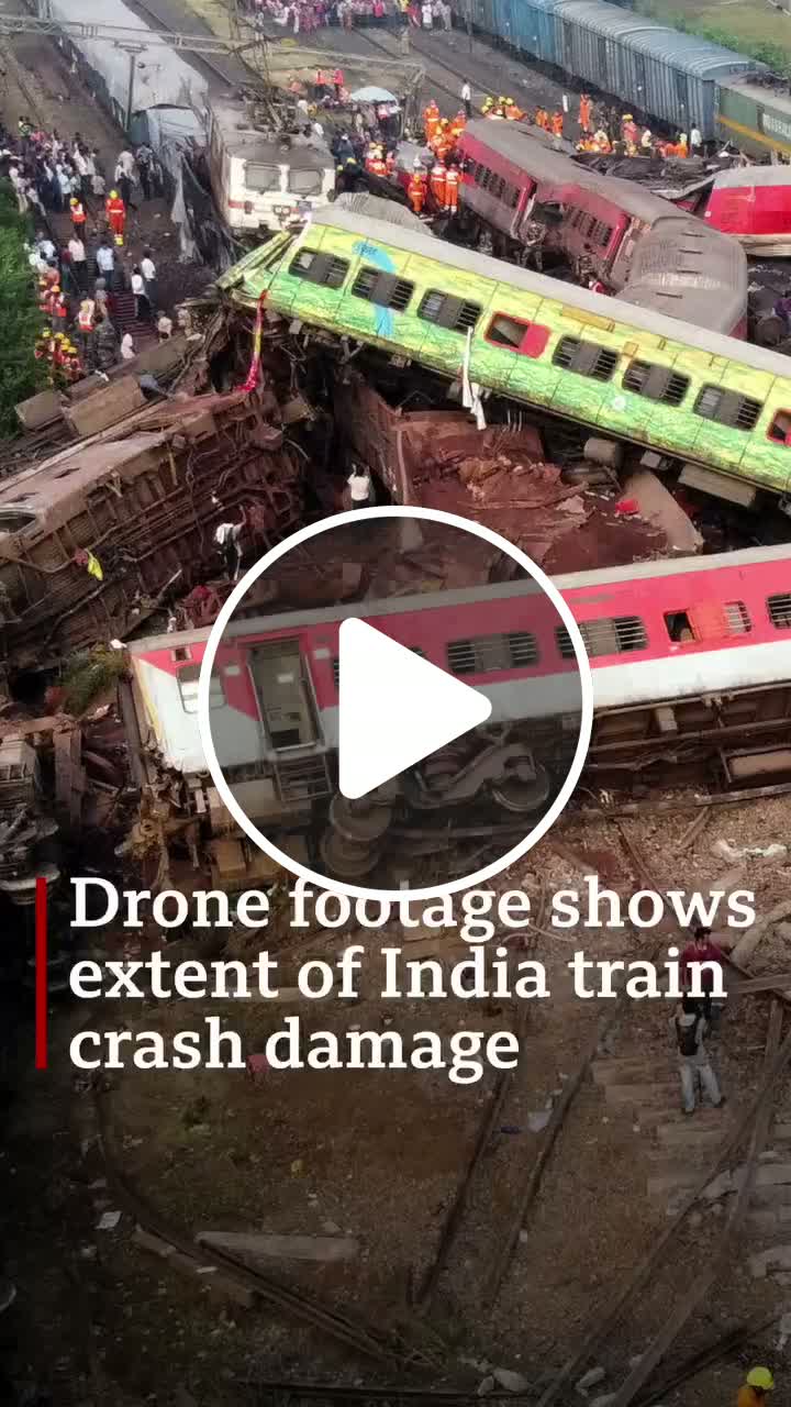Drone footage shows extent of India train crash destruction - NewsBreak