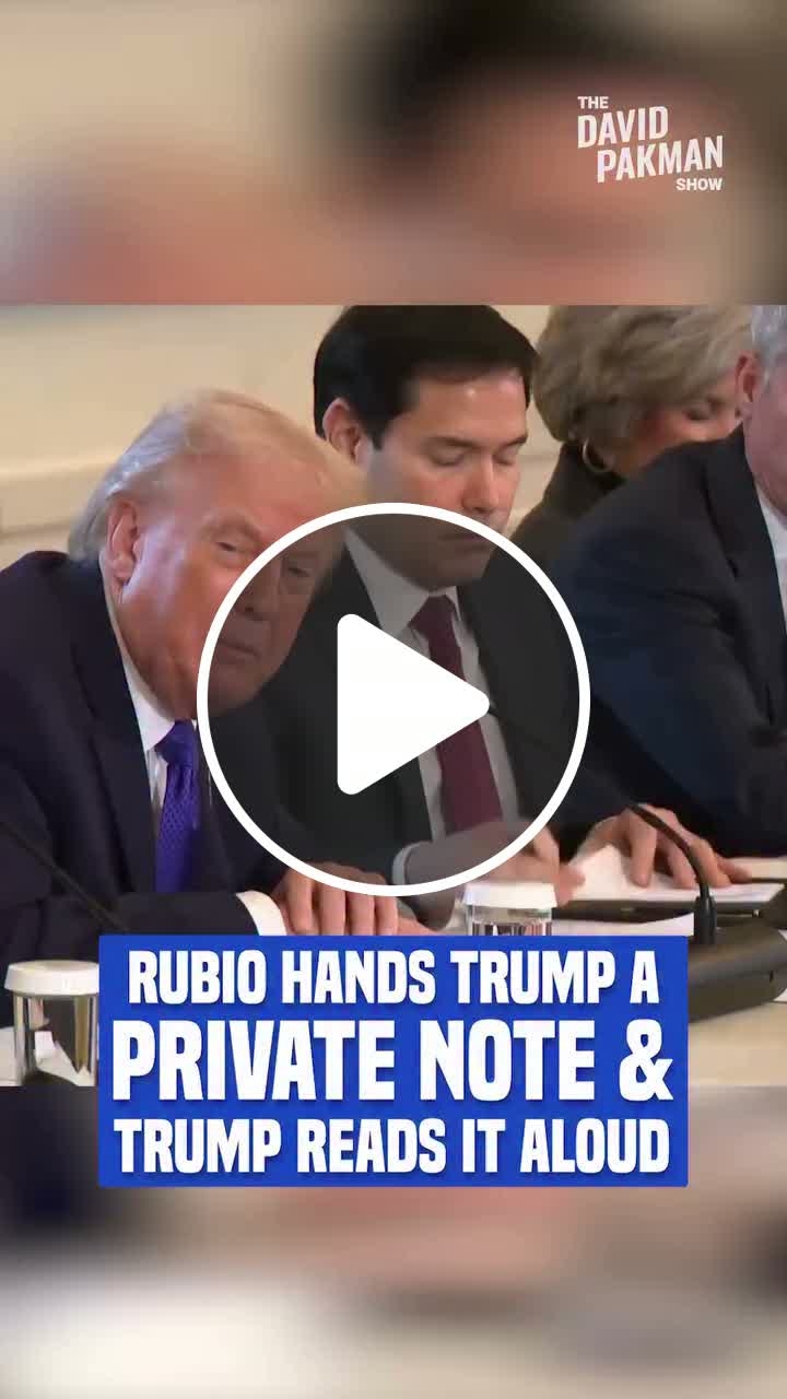 Rubio hands Trump a private note and Trump reads it loud - NewsBreak